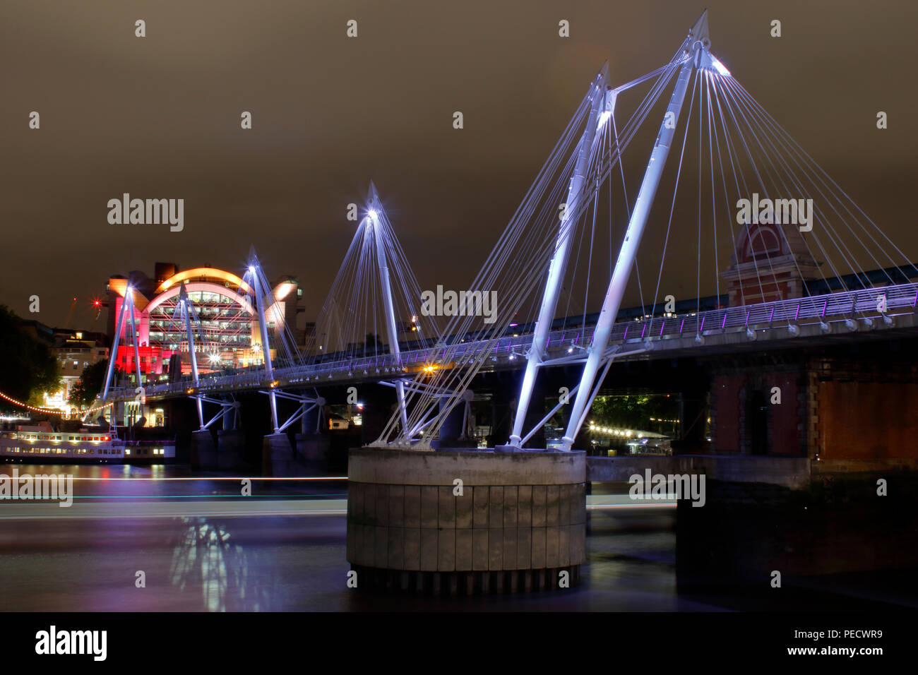 Golden Jubilee Bridge, Hungerford Bridge and Charing Cross Station ...