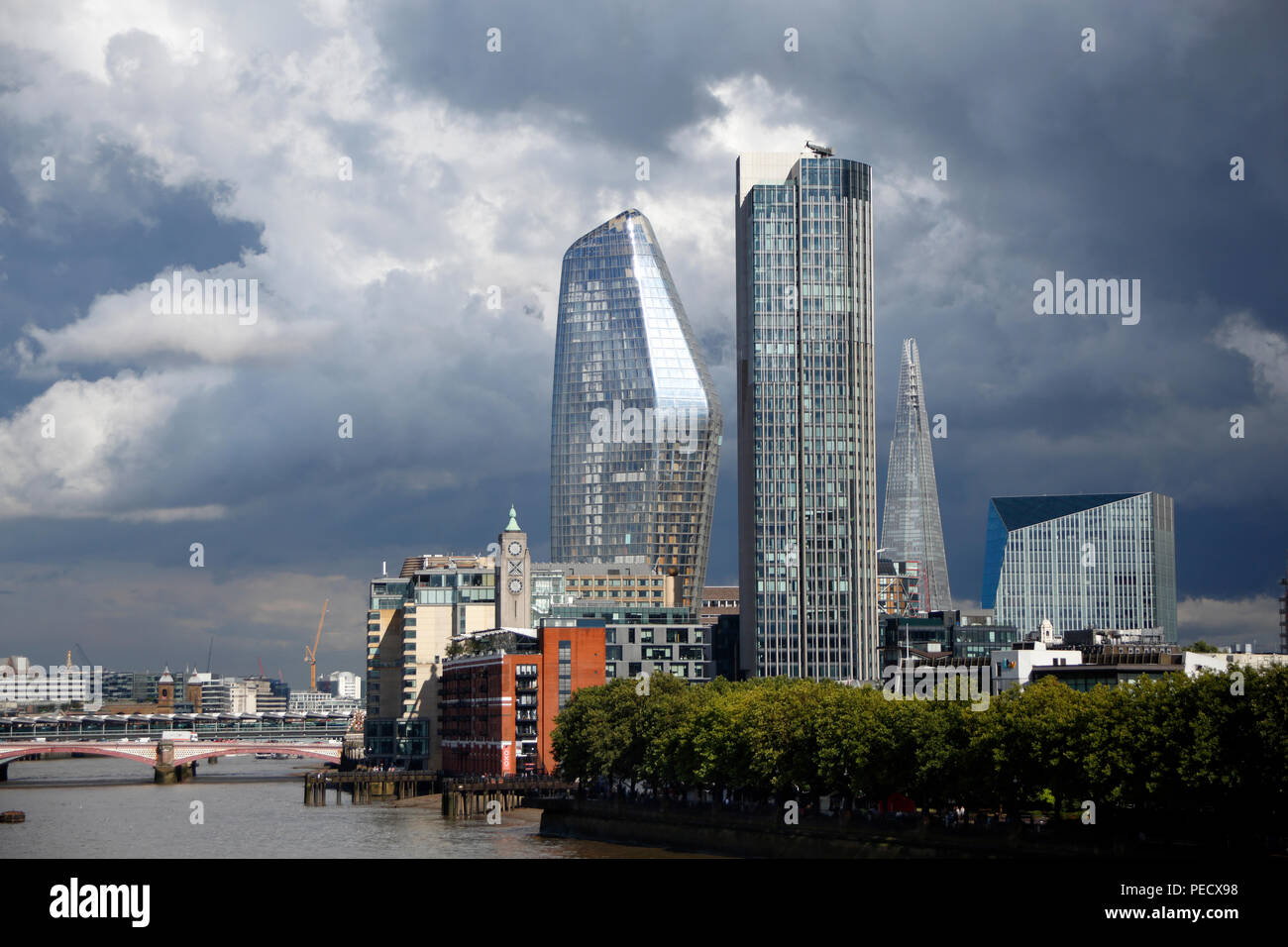 The view East from Waterloo Bridge, The Vase, South Bank Tower and The ...