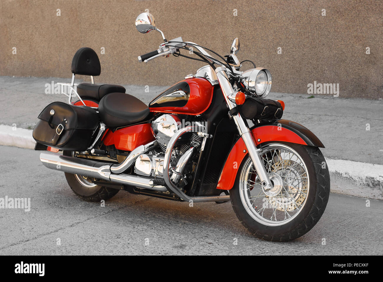 chopper motorcycle parked on the road Stock Photo - Alamy