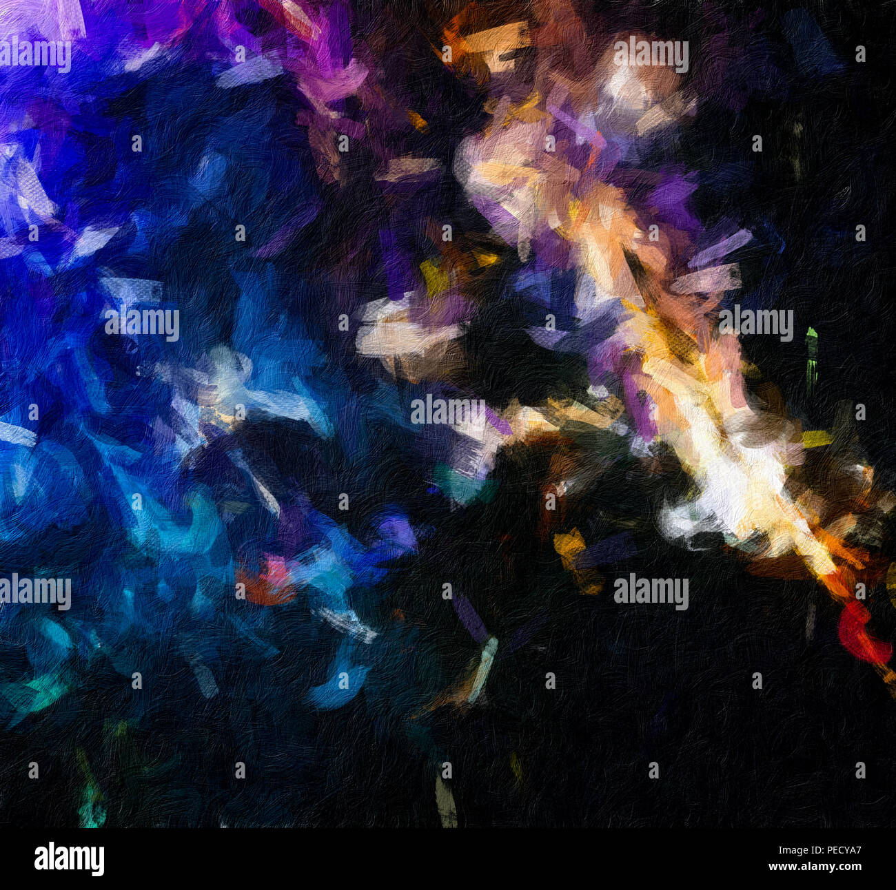 Abstract digital oil painting on canvas full of texture and bright ...