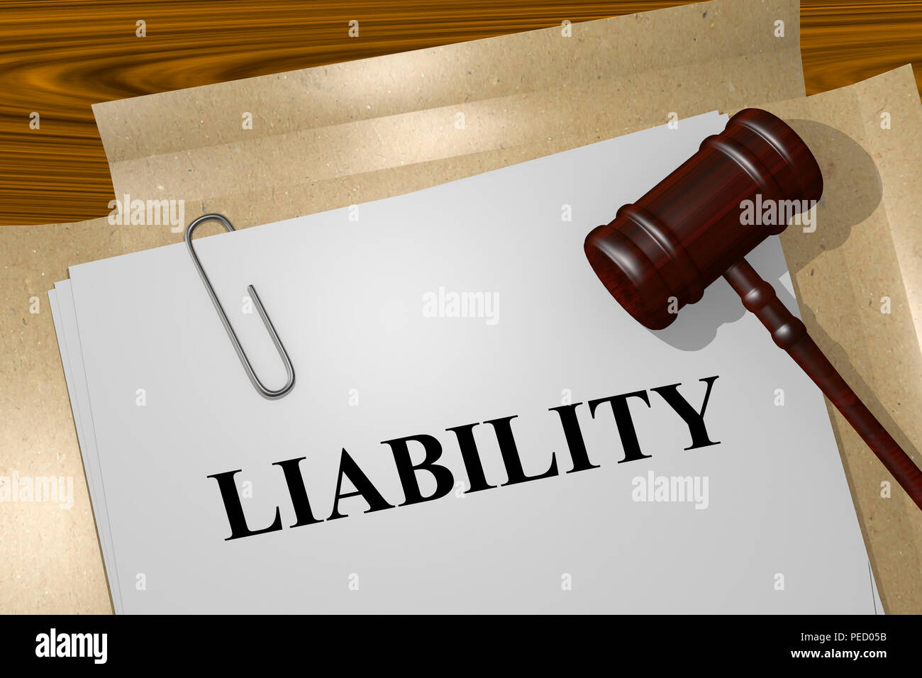 3D illustration of LIABILITY title on legal document Stock Photo - Alamy