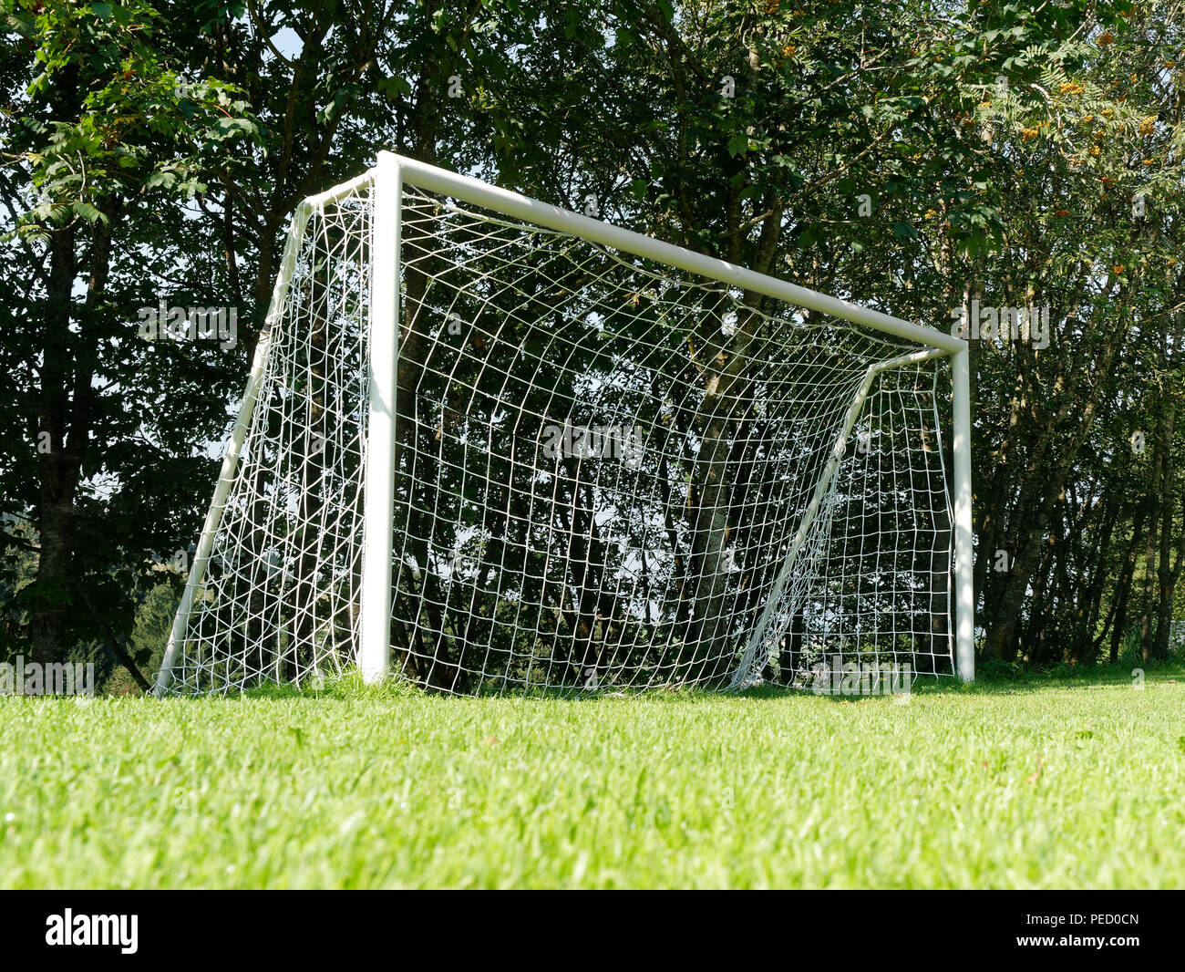 Empty soccer goal outdoor Stock Photo - Alamy