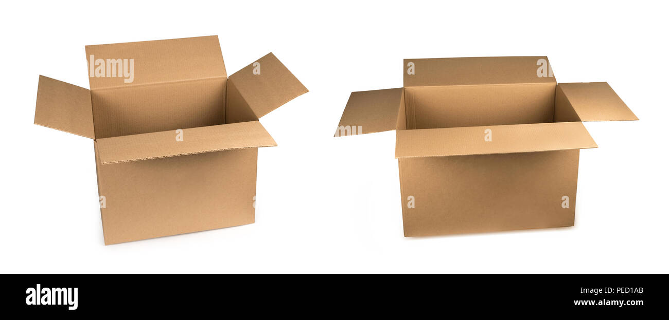 Two cardboard boxes isolated on a white background with clipping path ...