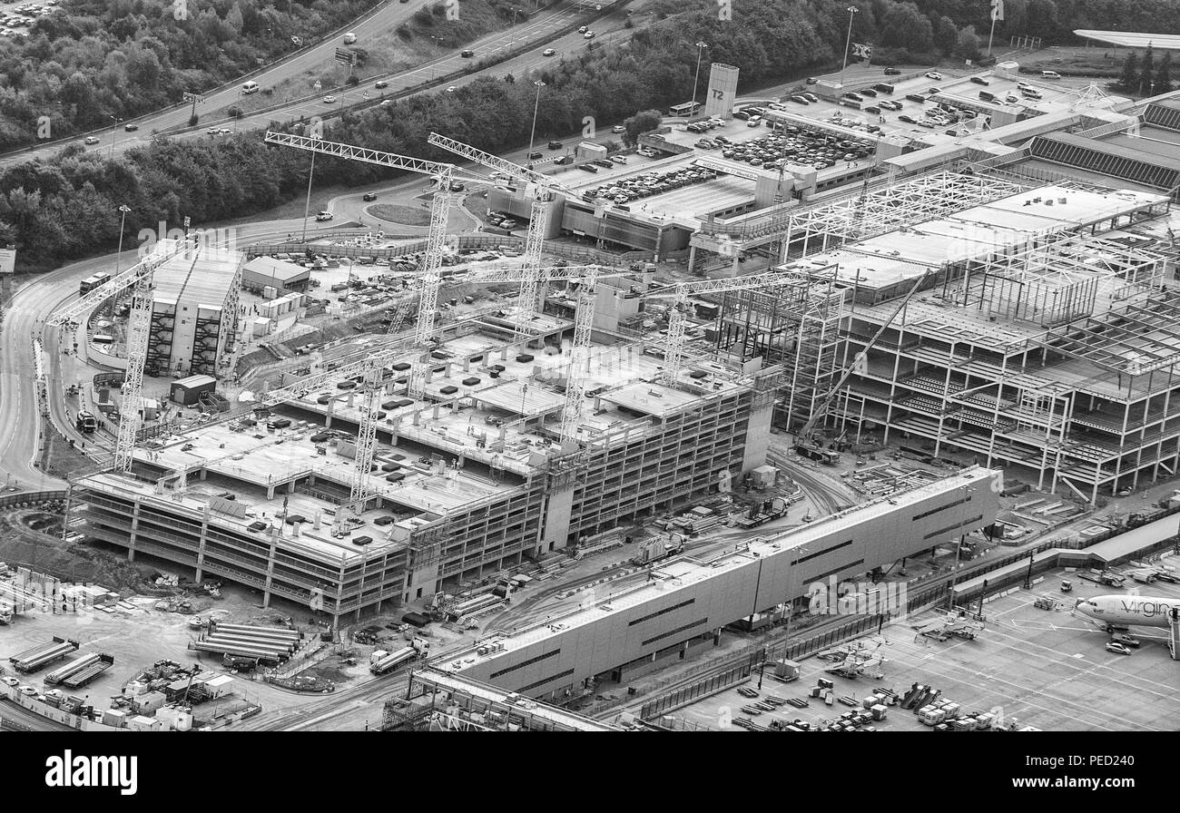 Manchester Airport aerial photo over new terminal construction project ...