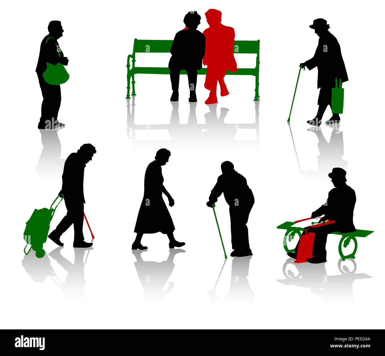 Silhouette old woman vector hi-res stock photography and images - Alamy
