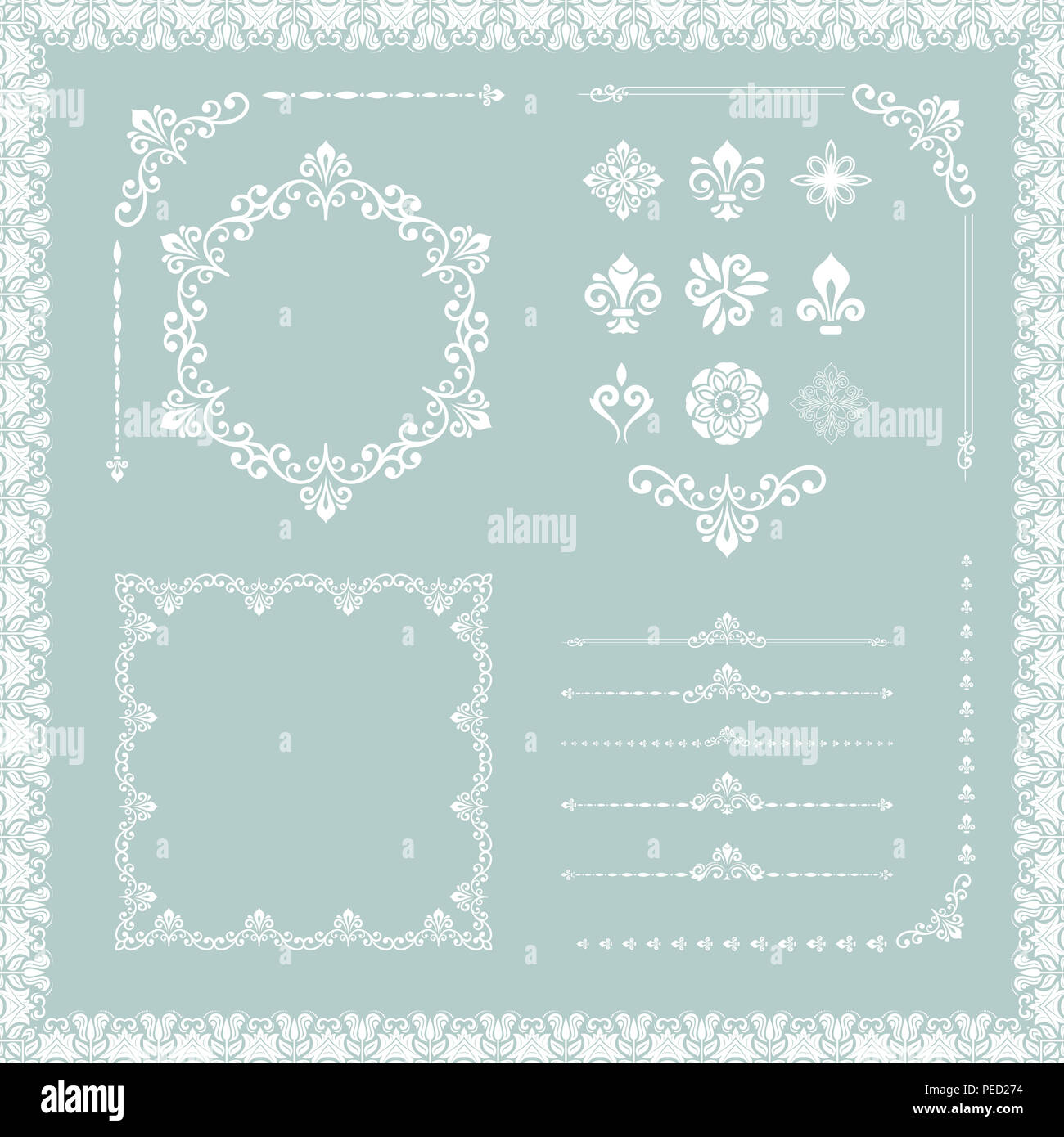 Vintage Set of Horizontal. Square and Round Elements Stock Photo - Alamy