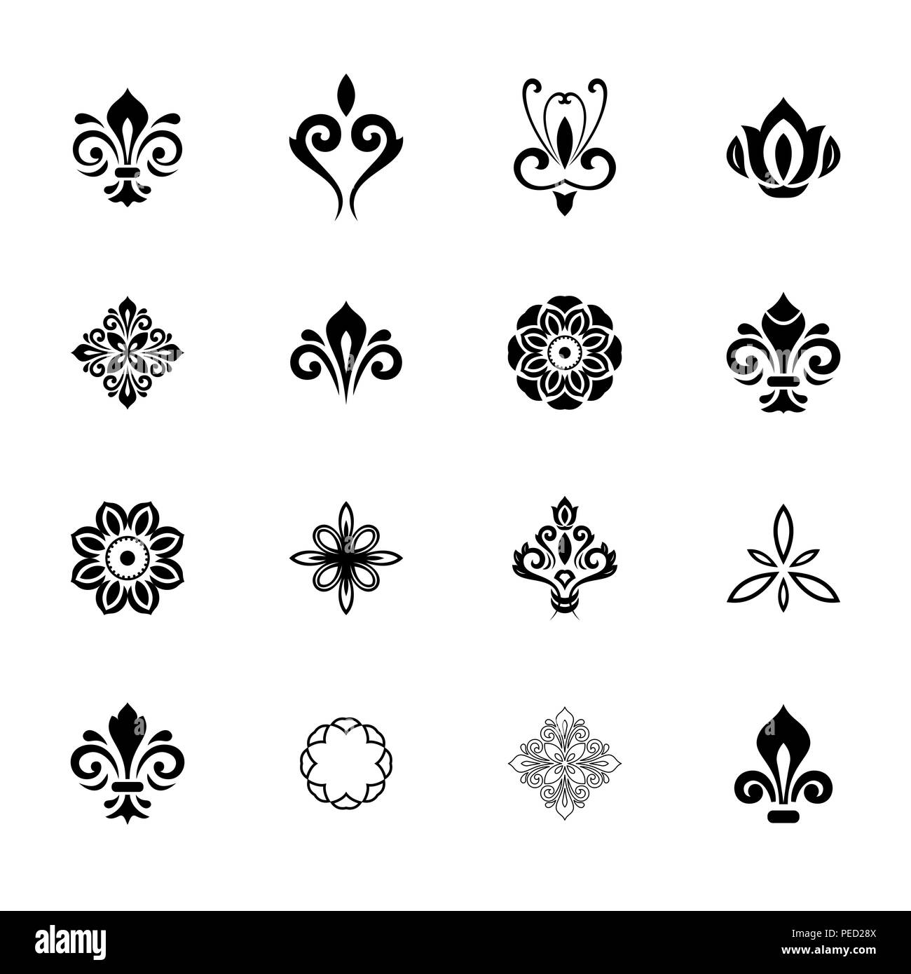 Vintage Set of Round Elements Stock Photo - Alamy