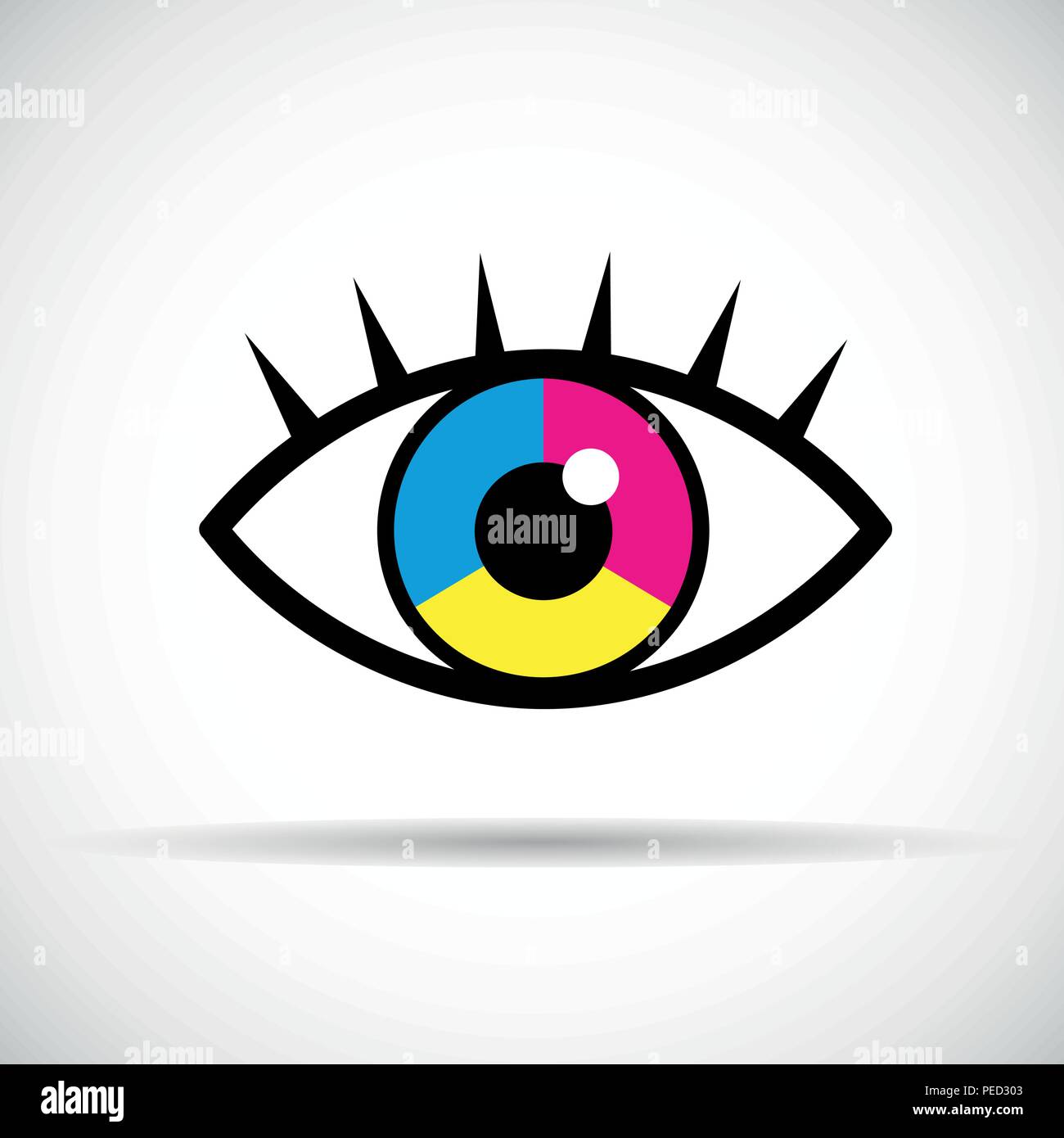 CMYK eye with eyelashes primary colors print vector illustration EPS10 ...
