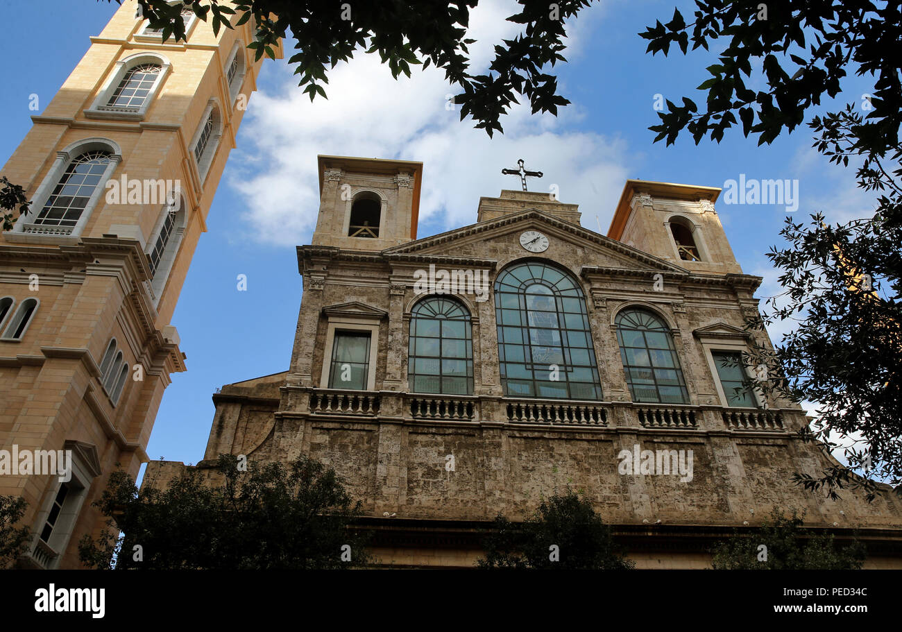 Saint George Maronite Cathedral in Beirut. downtown. It was heavily ...