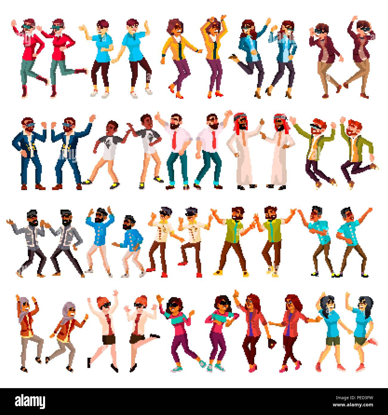 Dancing People Set Vector. Celebrating Dances. Dancing People Moves ...