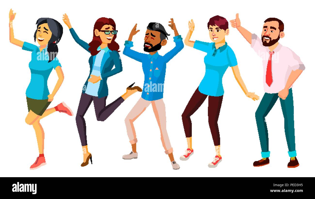 Dancing People Set Vector. Adult Persons In Action. Character Design ...
