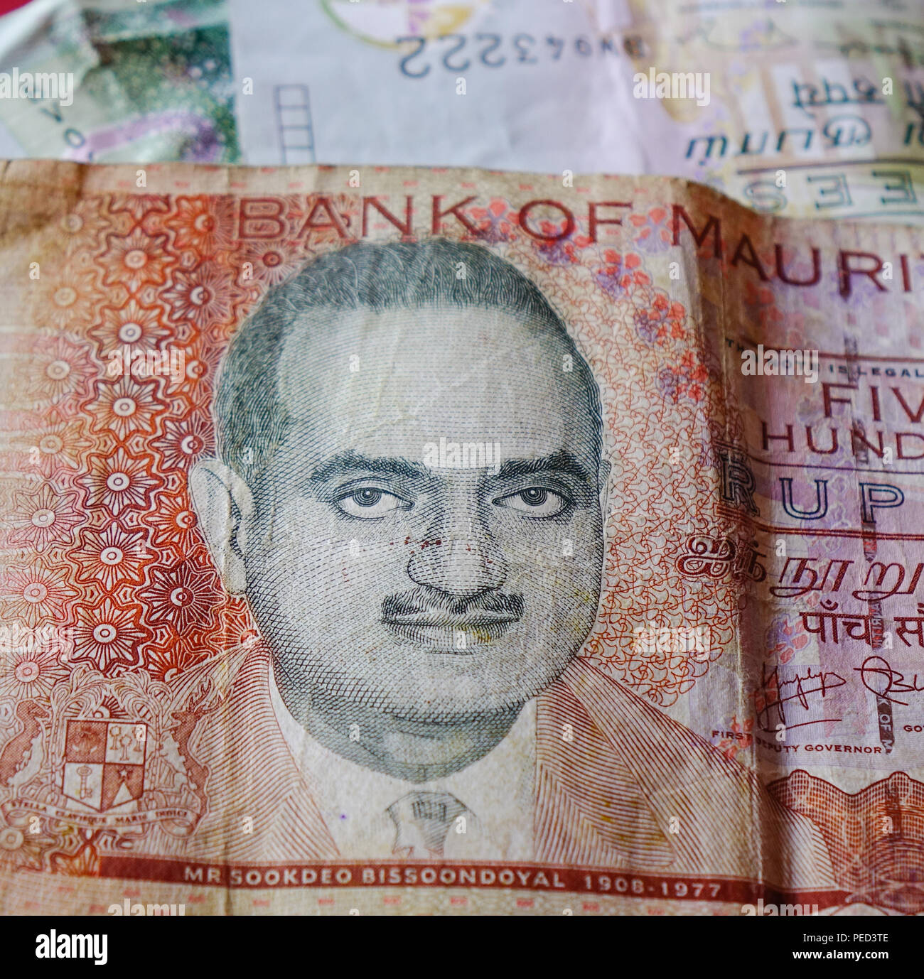 Mauritius Rupee (MUR) billnotes with portrait. Money background Stock ...