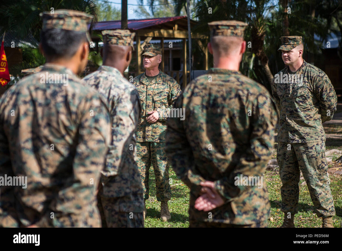 U.S. Marine Corps Lt. Col. David Hudak, center, Special Purpose Marine ...
