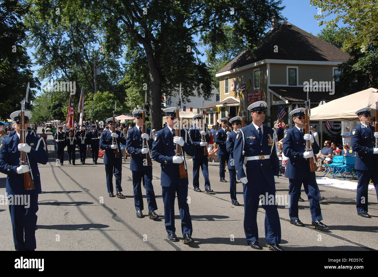 The Coast Guard Ceremonial Honor Guard leads this year's Coast Guard ...