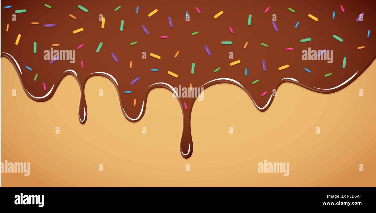 chocolate glaze with colorful sugar sprinkles vector illustration EPS10 ...