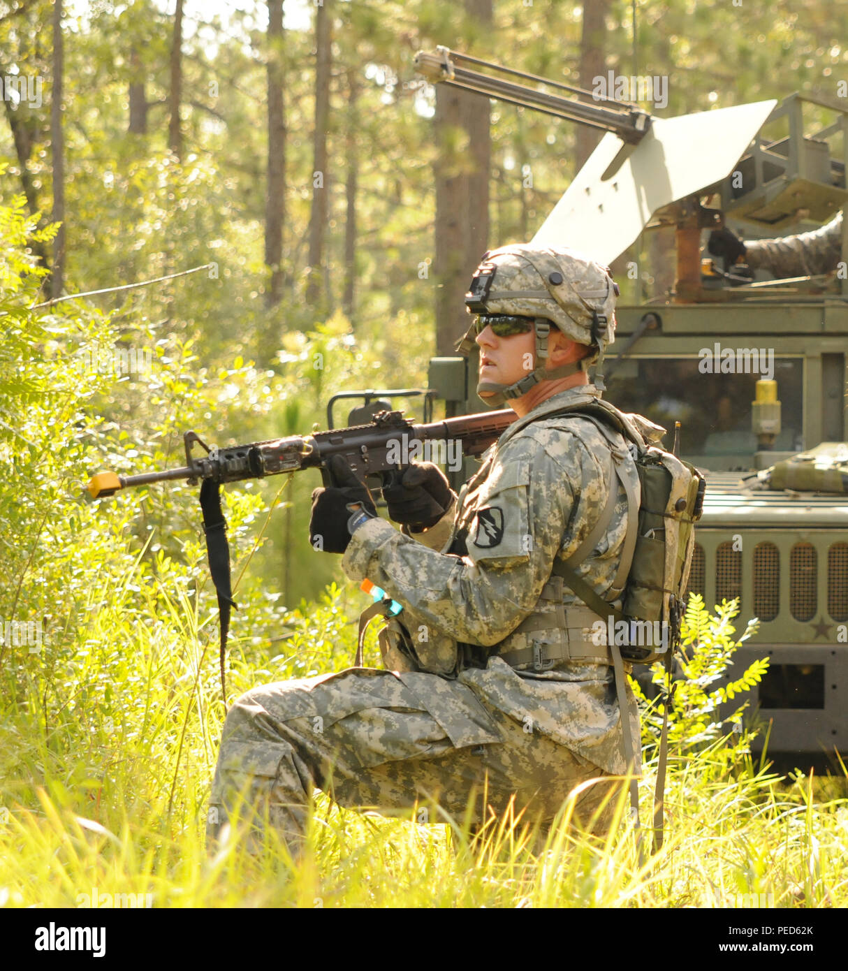 A Soldier with Company B, 106th Support Battalion, 155th Armored Combat ...