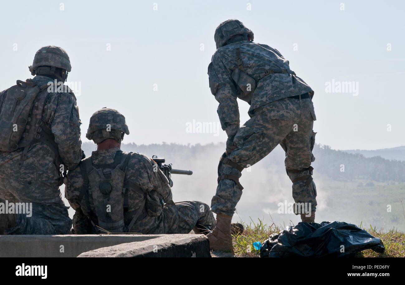 Engineer Soldiers from the 841st Engineer Battalion, Miami, fire M2 50 ...