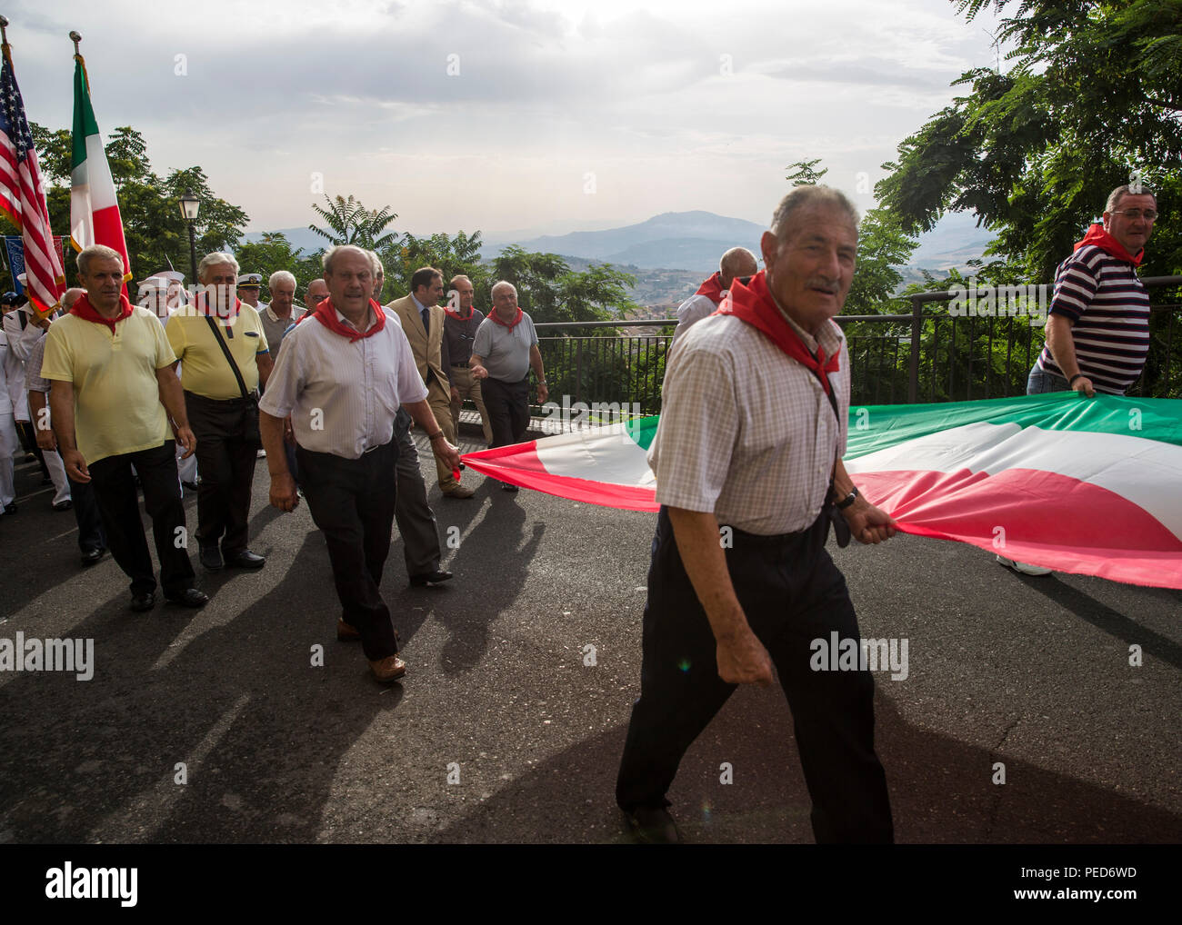 Italian military veterans of Troina, Sicily, Italy, lead Marines and ...