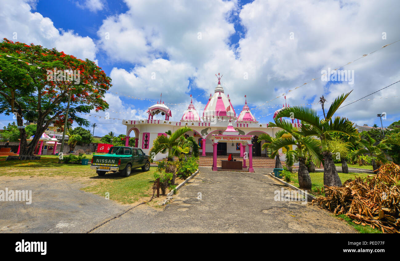 Port Louis, Mauritius - Jan 10, 2017. A Hindu temple with flamboyant ...