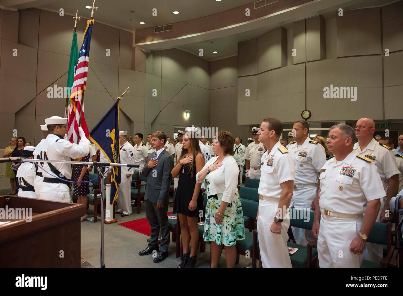 150803-N-FQ994-027 NAPLES, Italy (Aug. 3, 2015) The color guard parades ...