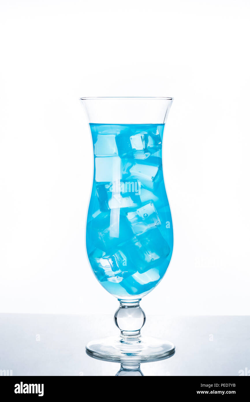 Blue cocktail on white background Stock Photo - Alamy