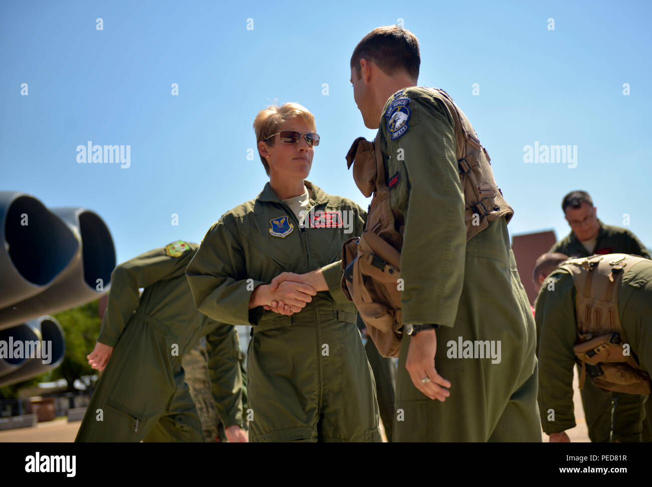 Col. Kristin Goodwin, 2nd Bomb Wing commander, welcomes home aircrew ...