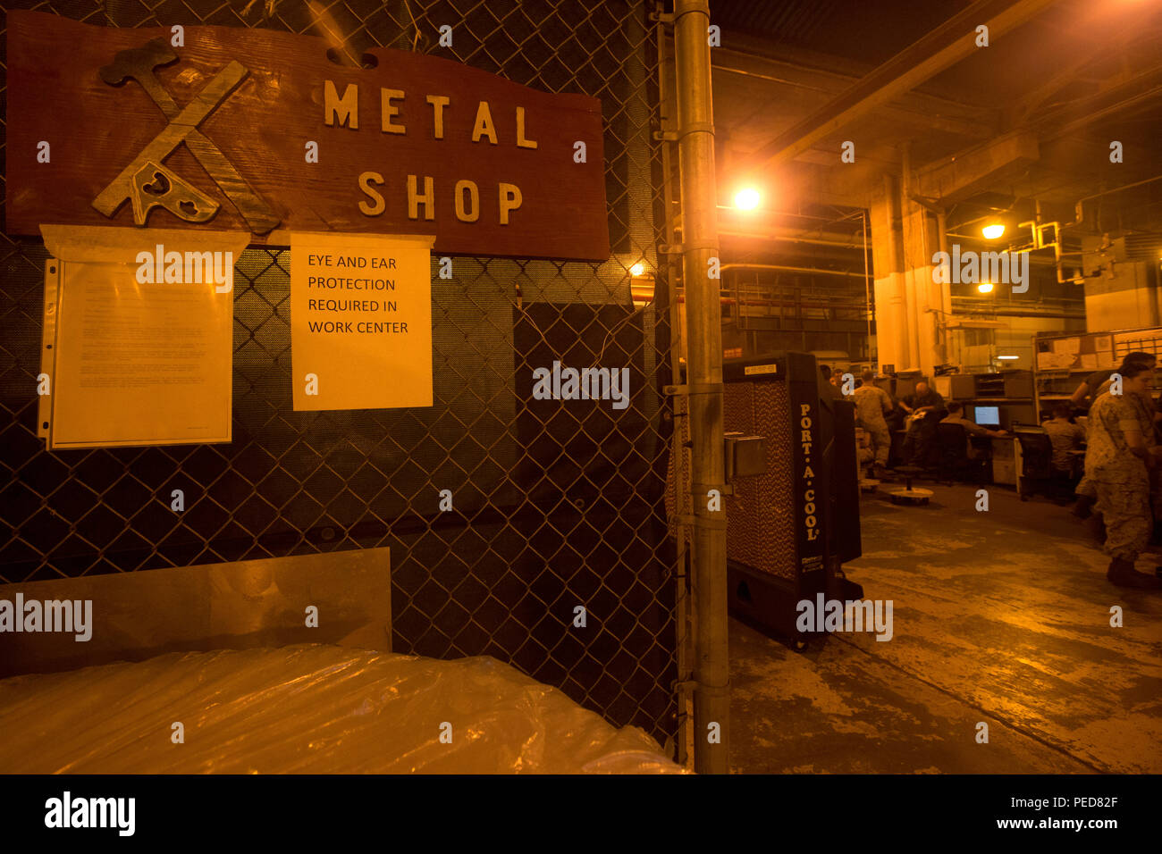 U.S. Marines prepare for daily operations in the metal shop of Marine ...