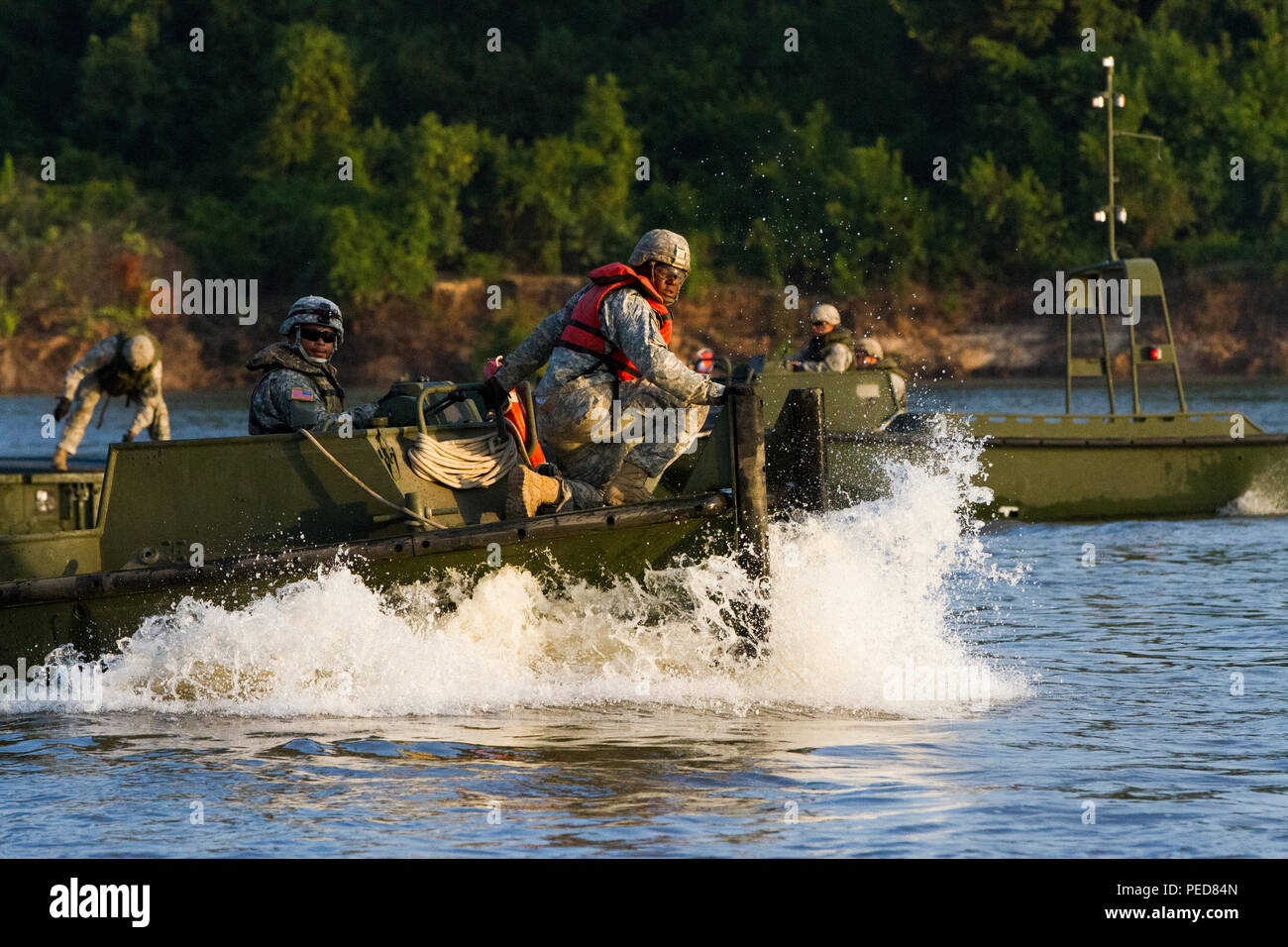 Bridge crew members with the 502nd Engineer Company (Multi-Role Bridge ...