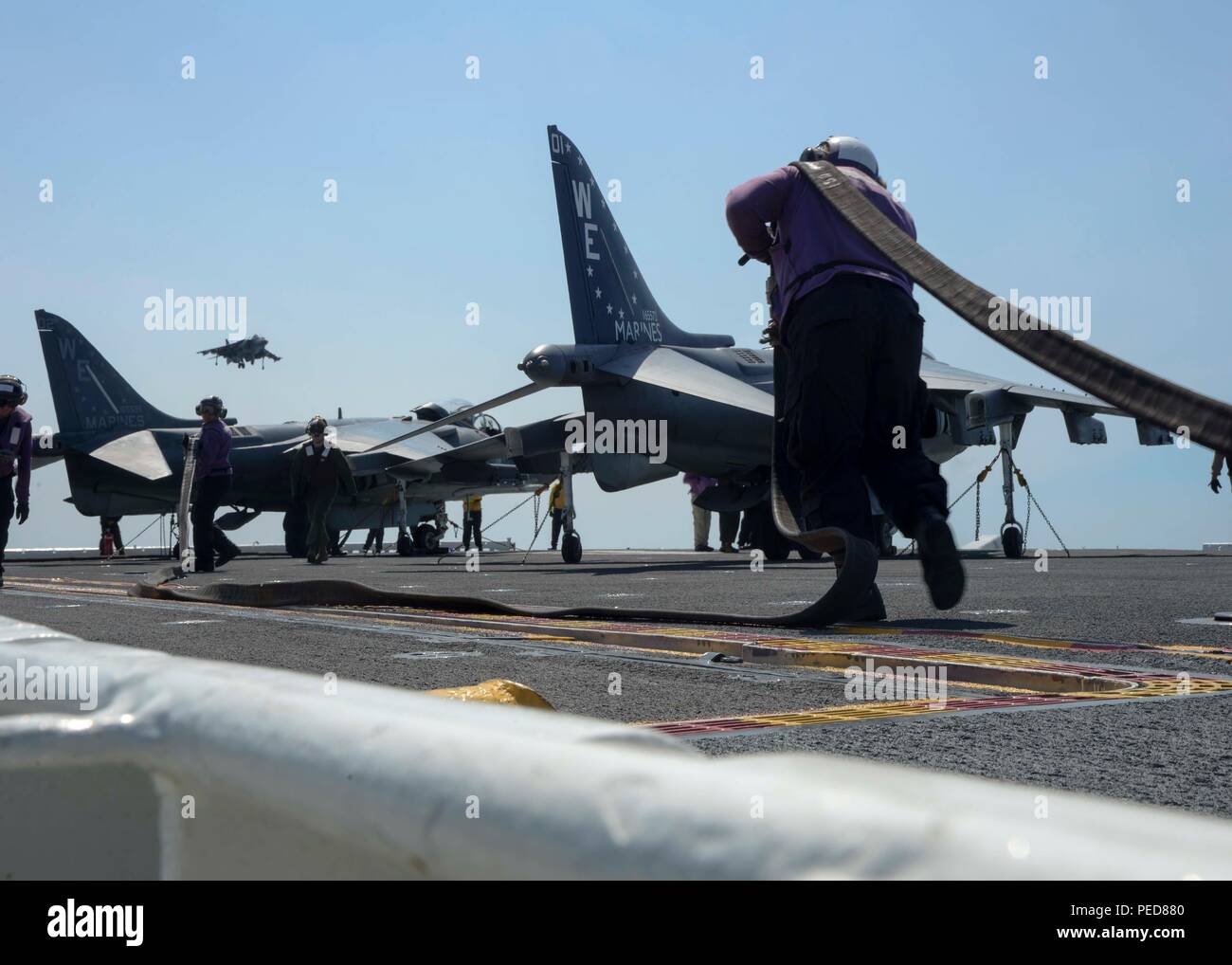 150804-N-GZ228-081 PACIFIC OCEAN (Aug 4, 2015) Air Department Sailors ...