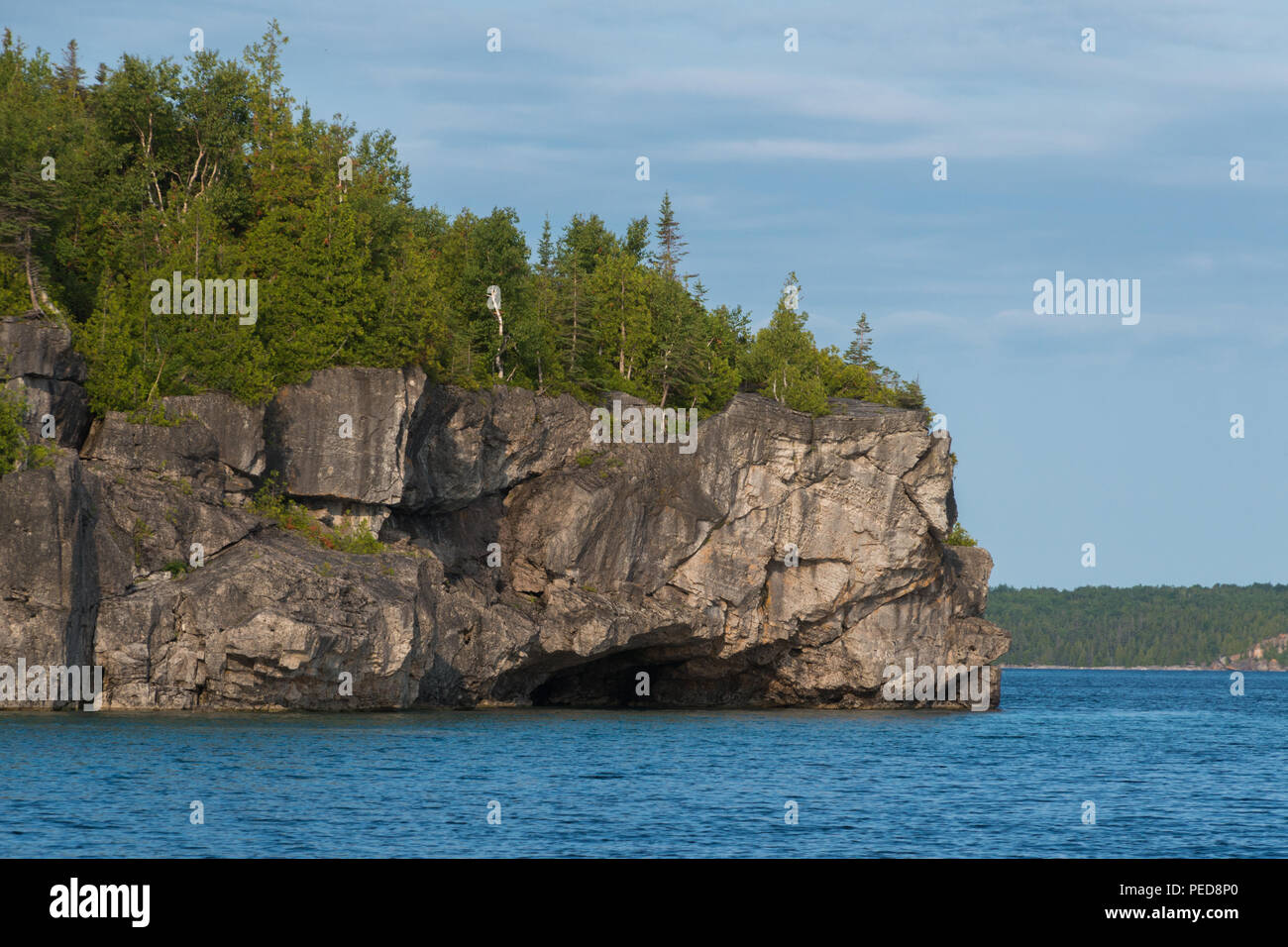 Bright beautiful landscape of Niagara Escarpment limestone cliffs along ...
