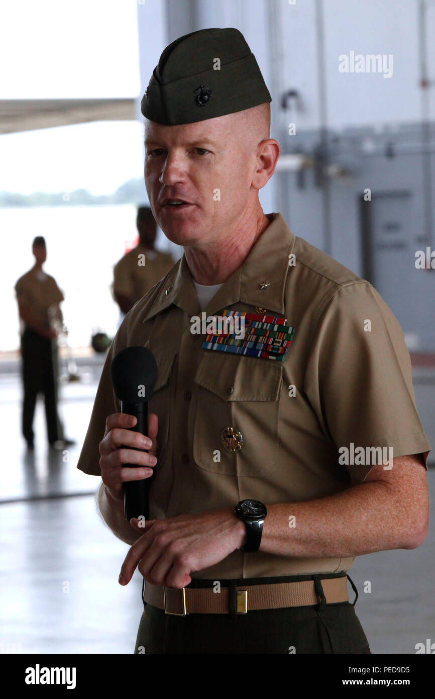 Brigadier Gen. Paul J. Rock Jr., speaks to guests following an ...
