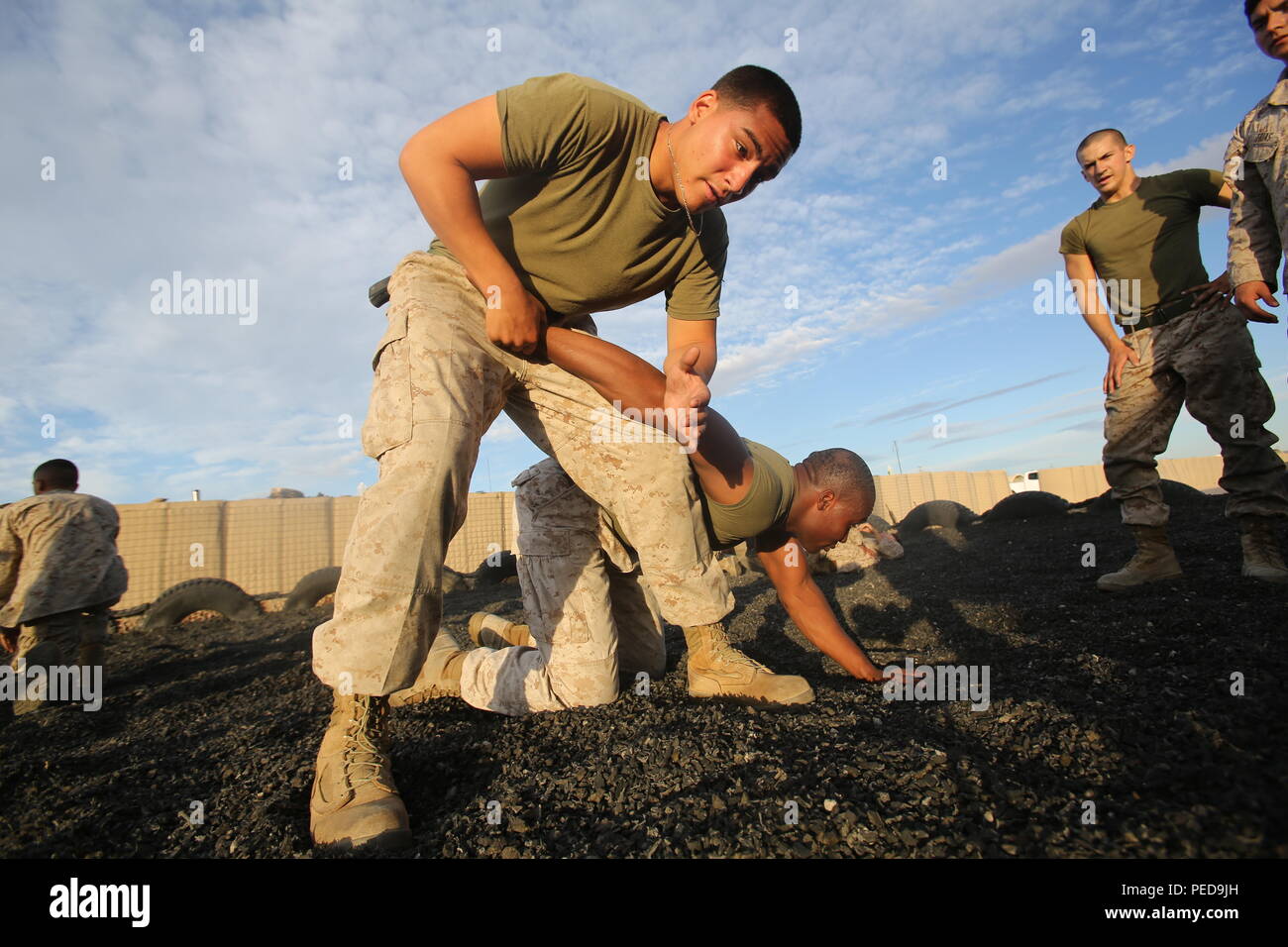 Marines with 1st Marine Regiment, 1st Marine Division, practice take ...