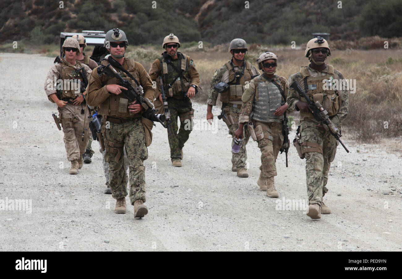 Combined joint service combat cameramen participate in a troop movement ...
