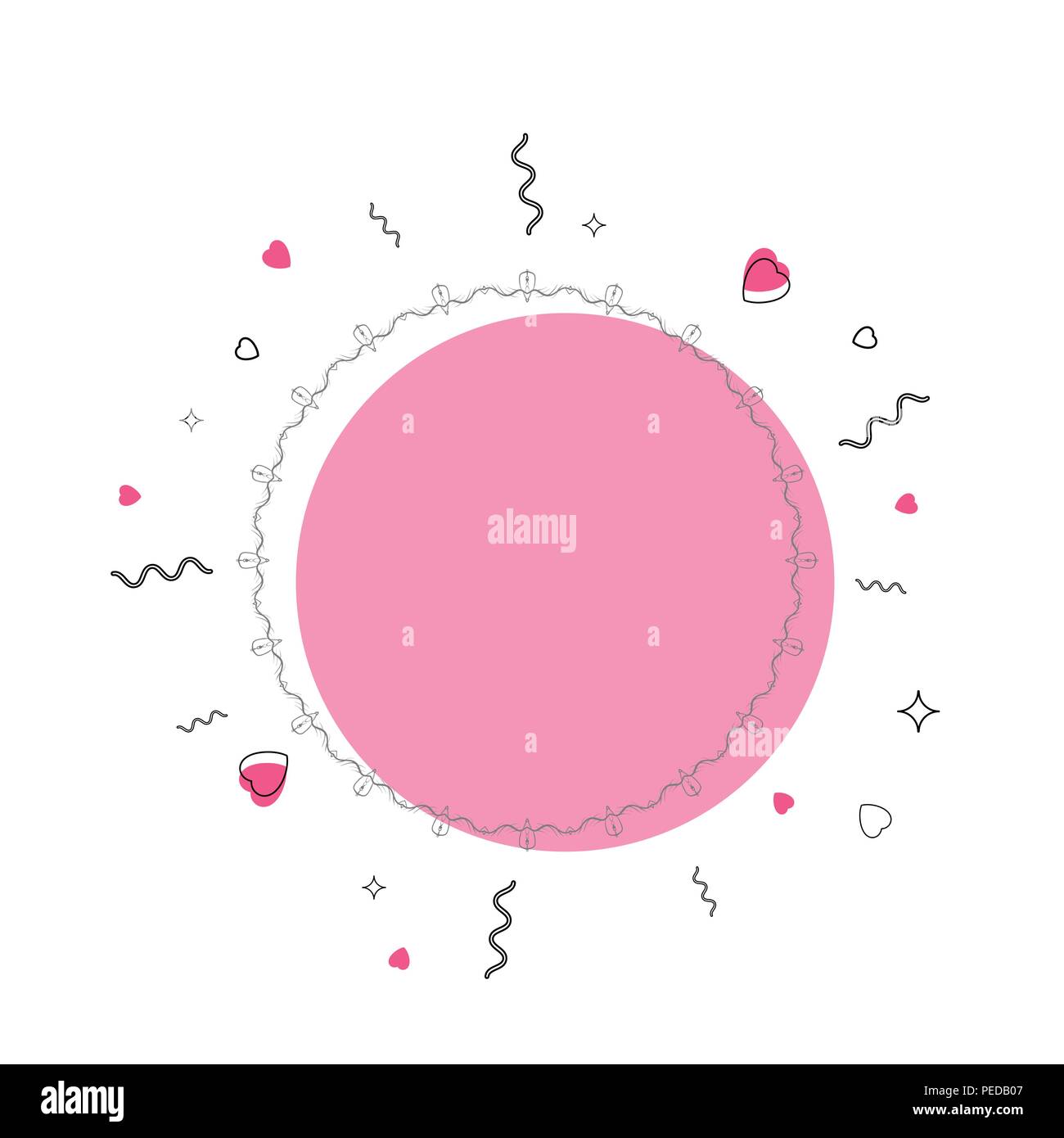 Flat promotion round banner. Vivid empty circle frame with random ...