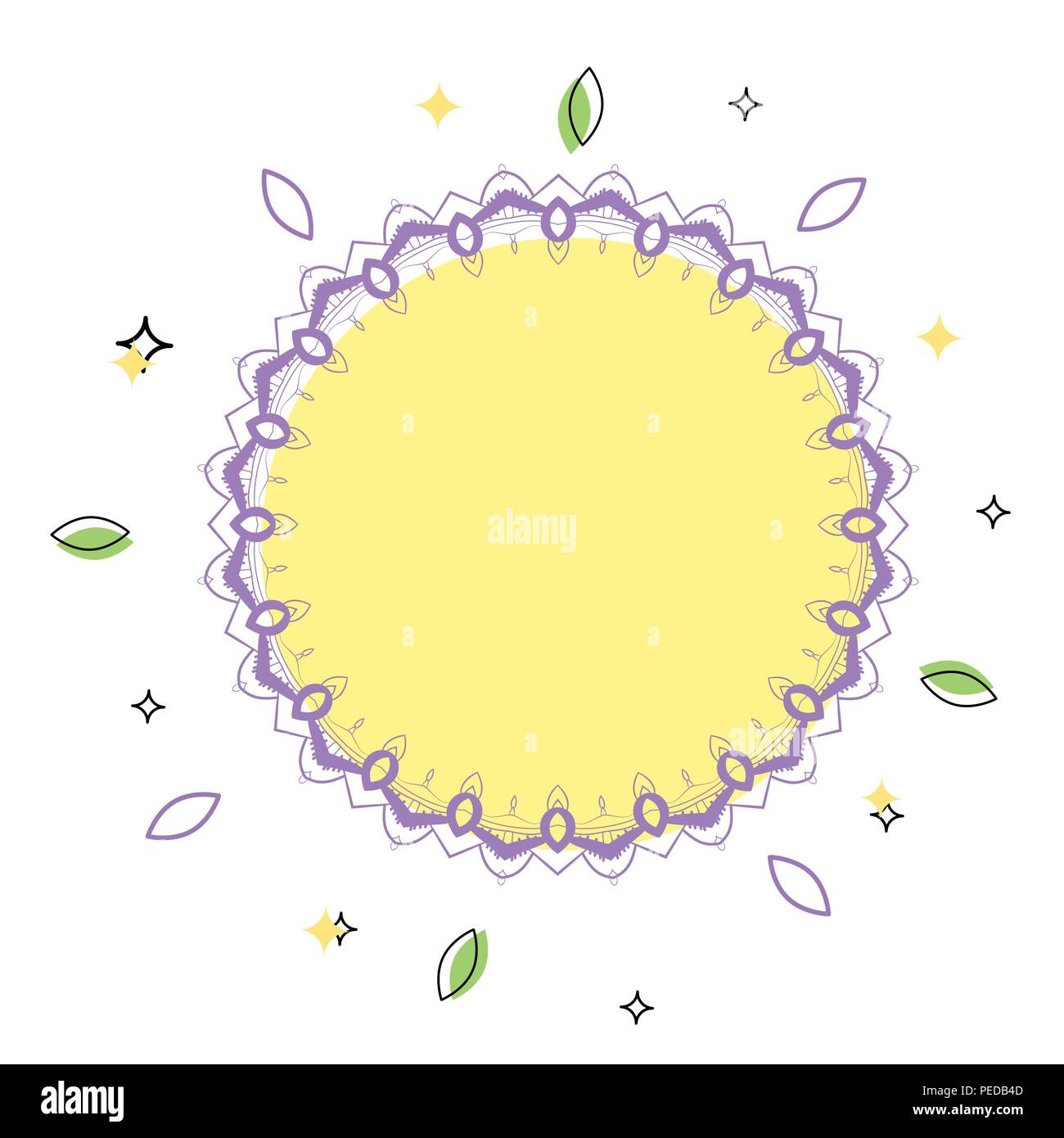 Flat round banner for ad. Empty circle frame with geometric shapes ...