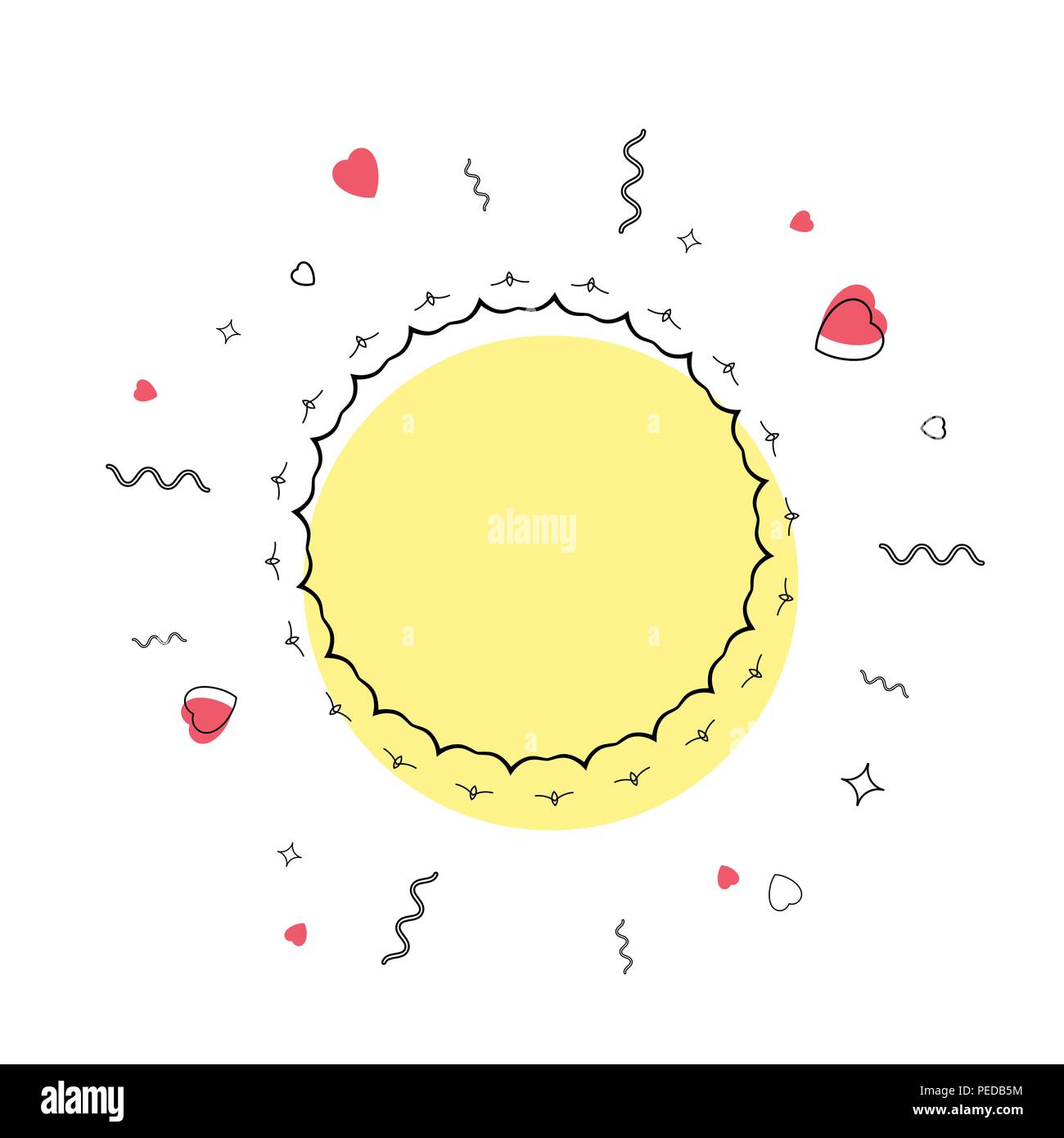 Vector round banner with frame and geometric decorative shapes ...