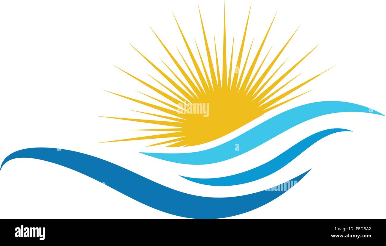 Sun With Water wave icon vector illustration design logo template Stock ...