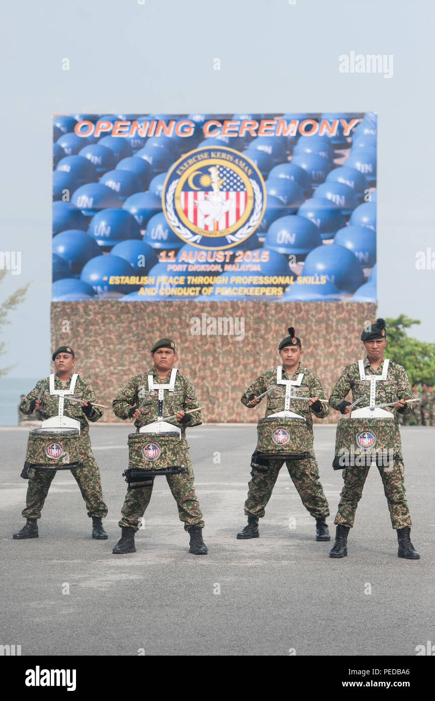 The Malaysian Army Drum Line performs during the opening ceremony for ...