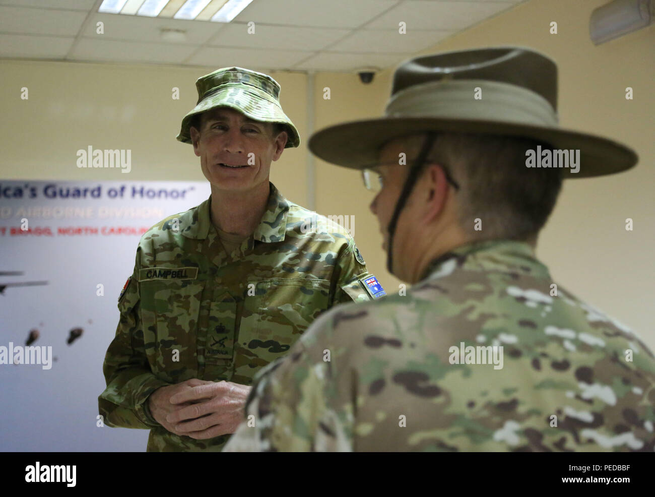 Lt. Gen. Angus Campbell, Australian chief of army, meets with soldiers ...
