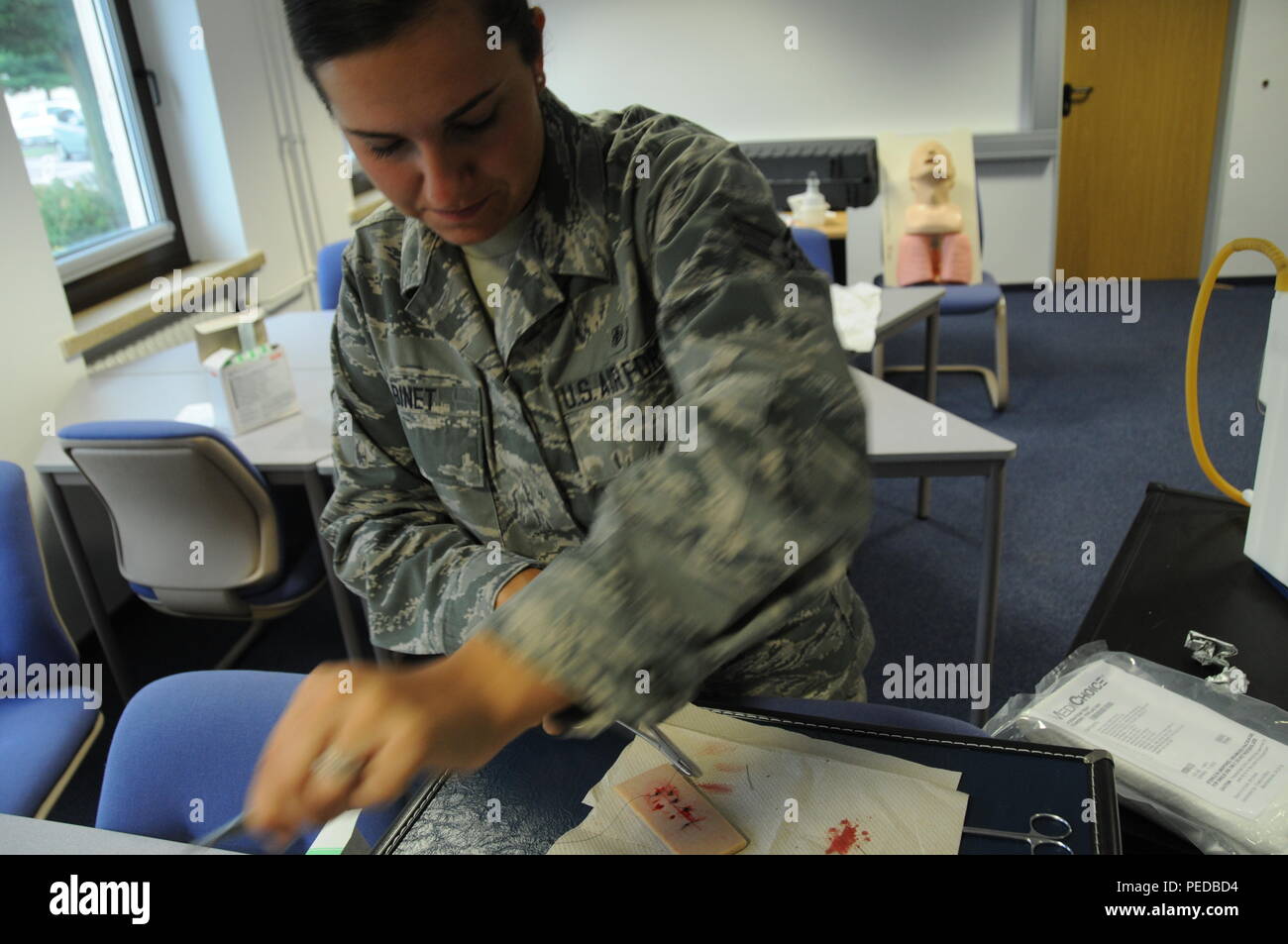 U.S. Air Force Senior Airman Taylor Binet, an aerospace medical ...