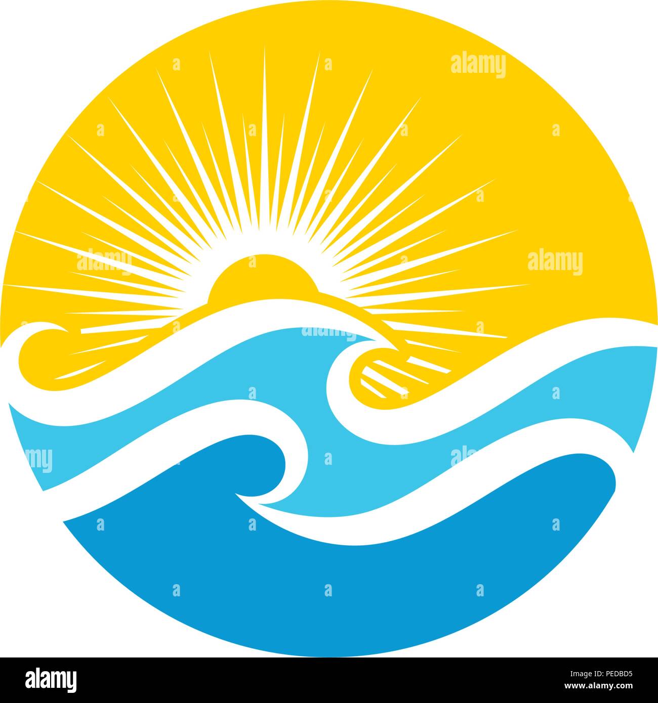 Sun With Water wave icon vector illustration design logo template Stock ...