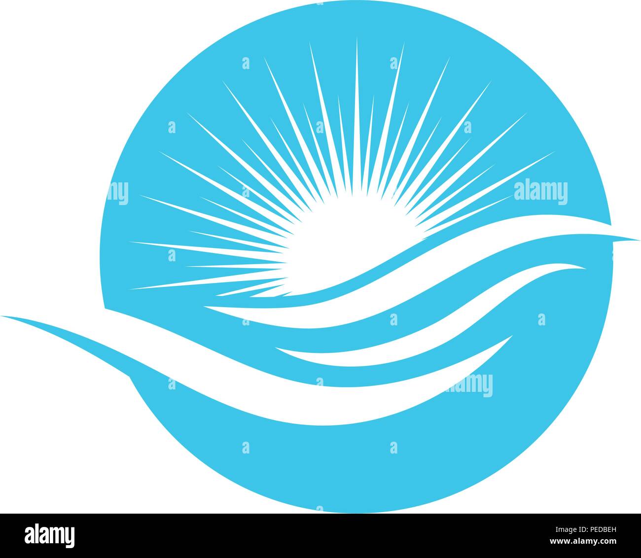Sun With Water wave icon vector illustration design logo template Stock ...