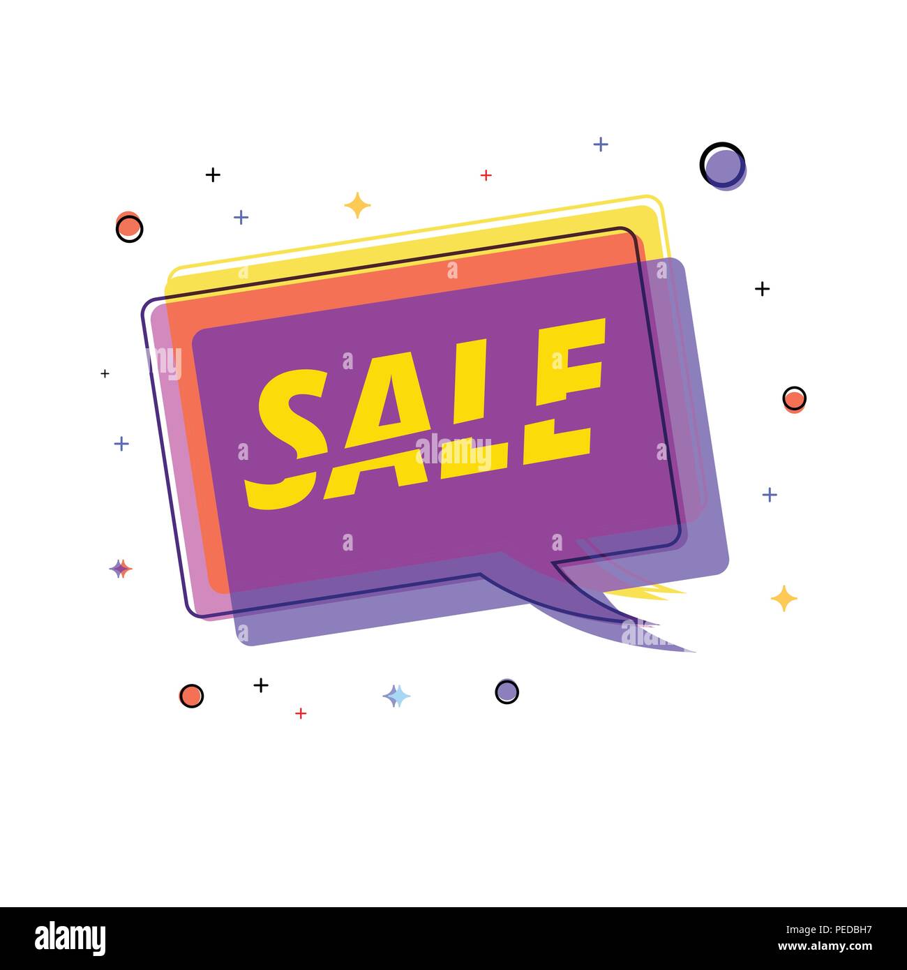 Sale banner. Sale text on geometric bubble with random decorative ...