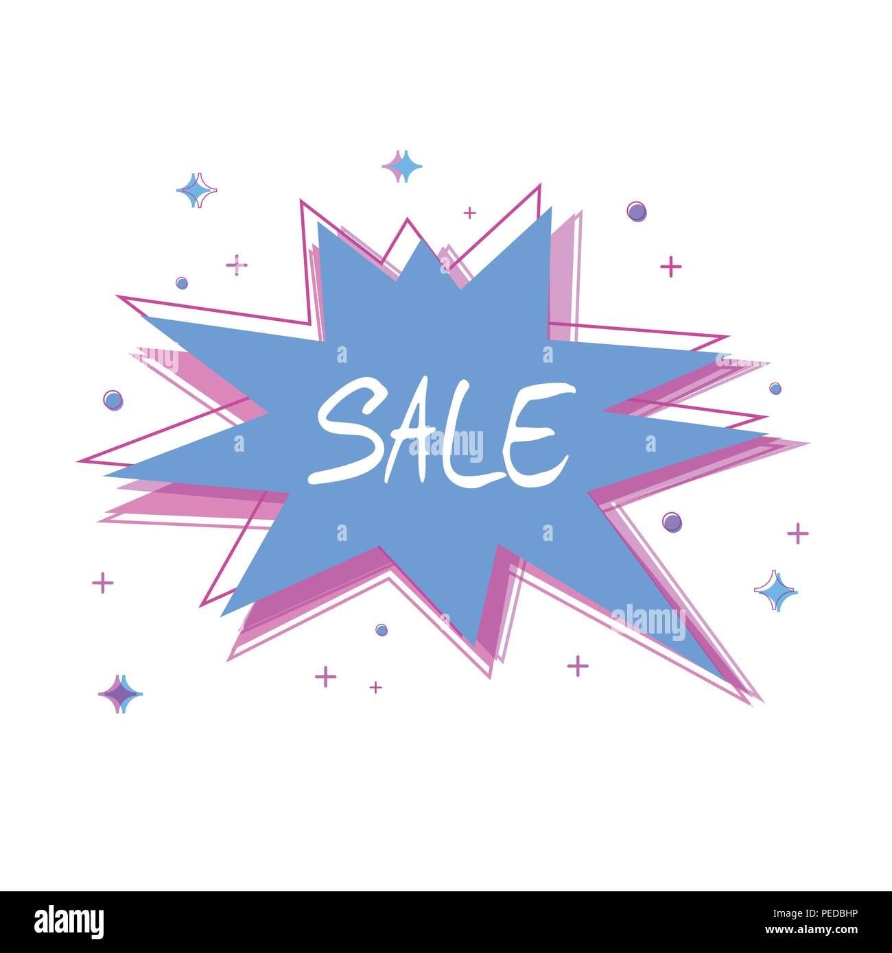 Sale banner. Sale text on geometric bubble with random decorative ...