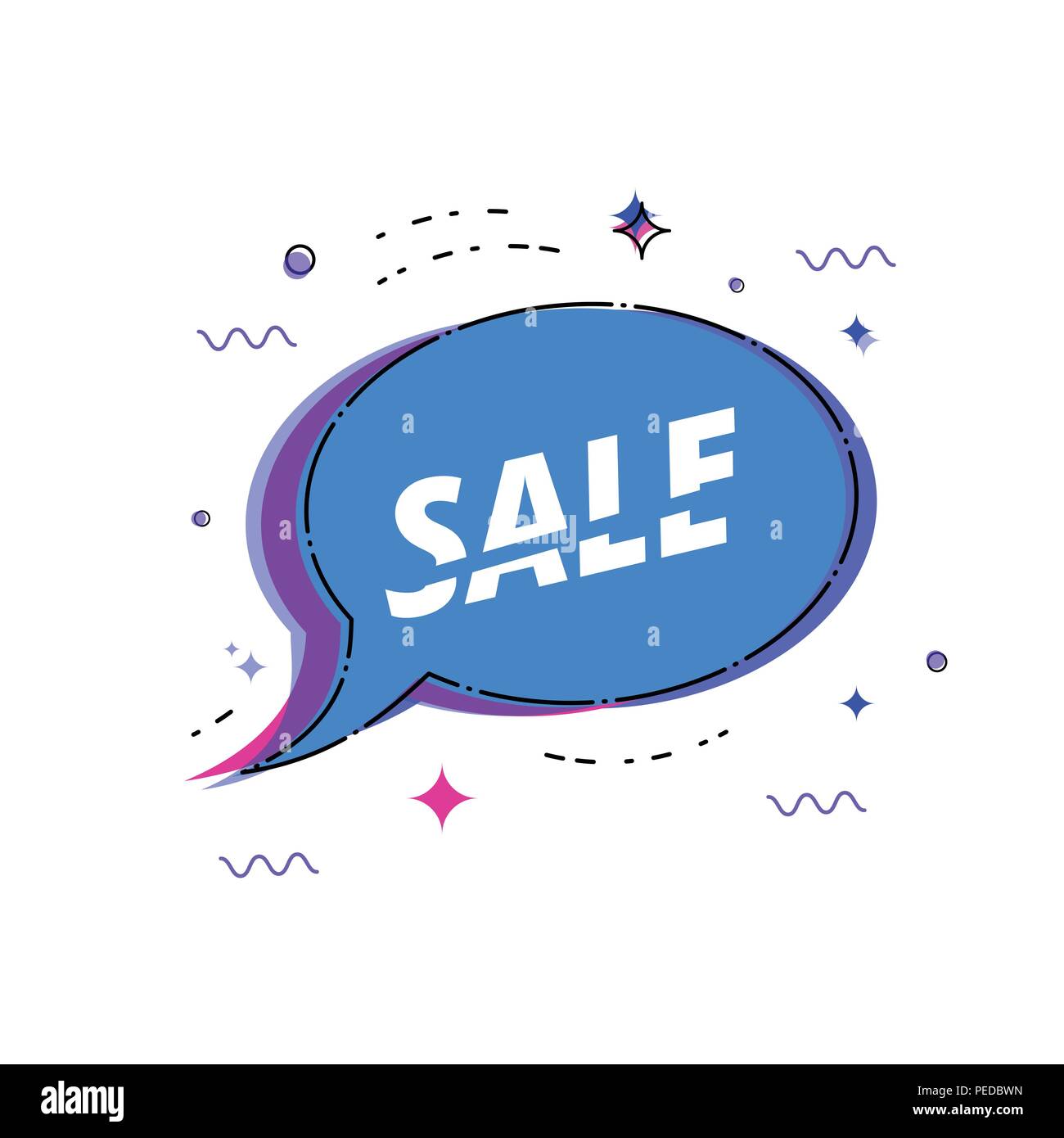 Sale banner. Sale text on geometric bubble with random decorative ...