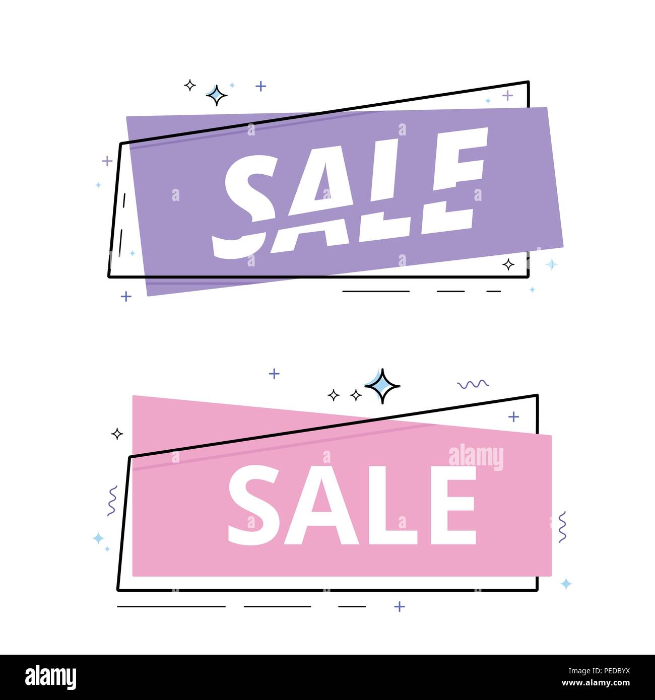 Sale lettering on geometric banner with random decorative shapes ...