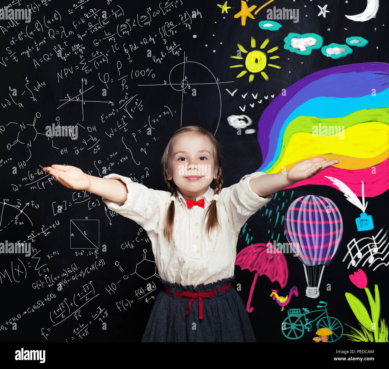 Curious child discovers the world of arts and science. Creativity ...