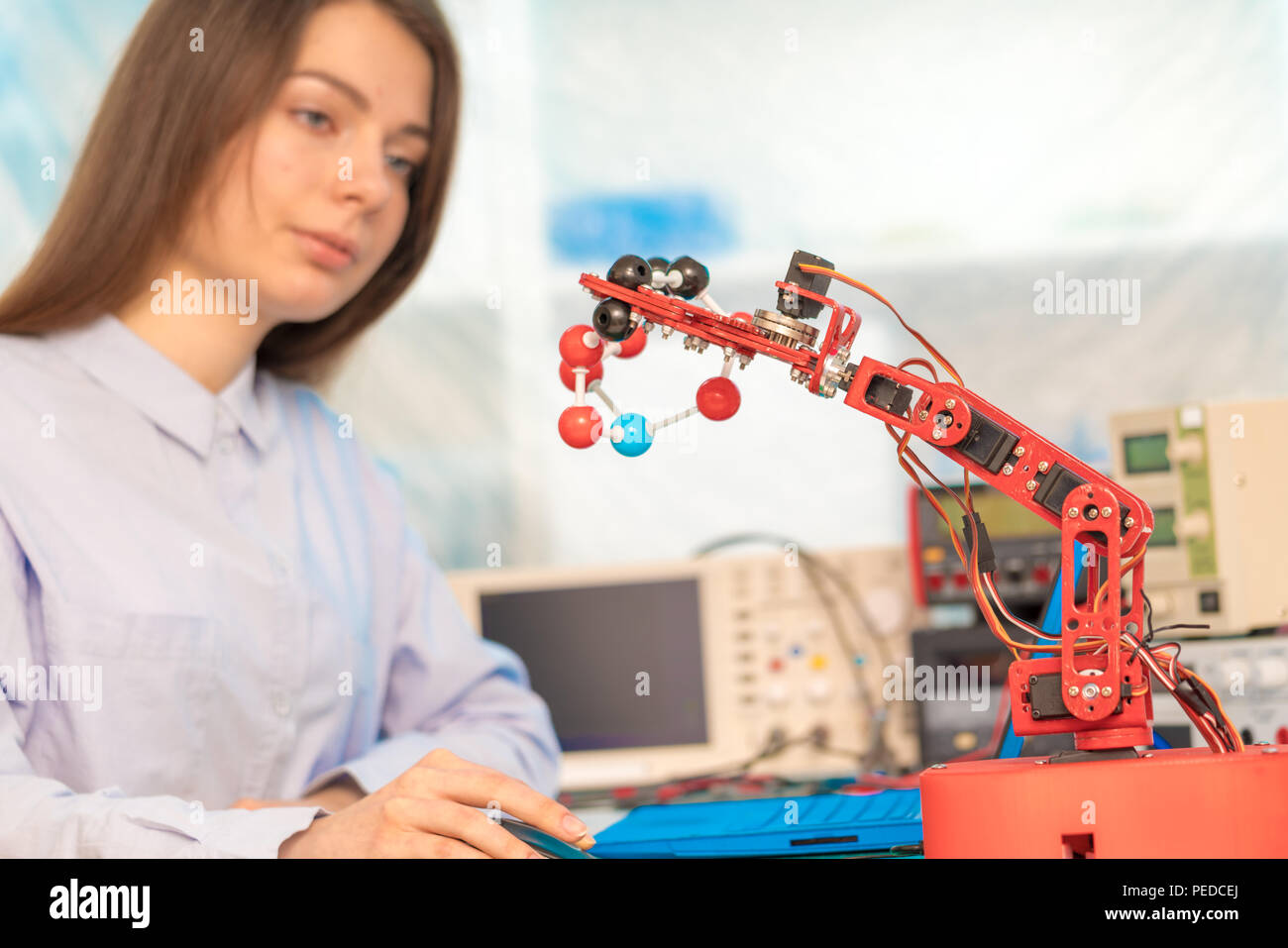 Student girl in robotics class Stock Photo - Alamy