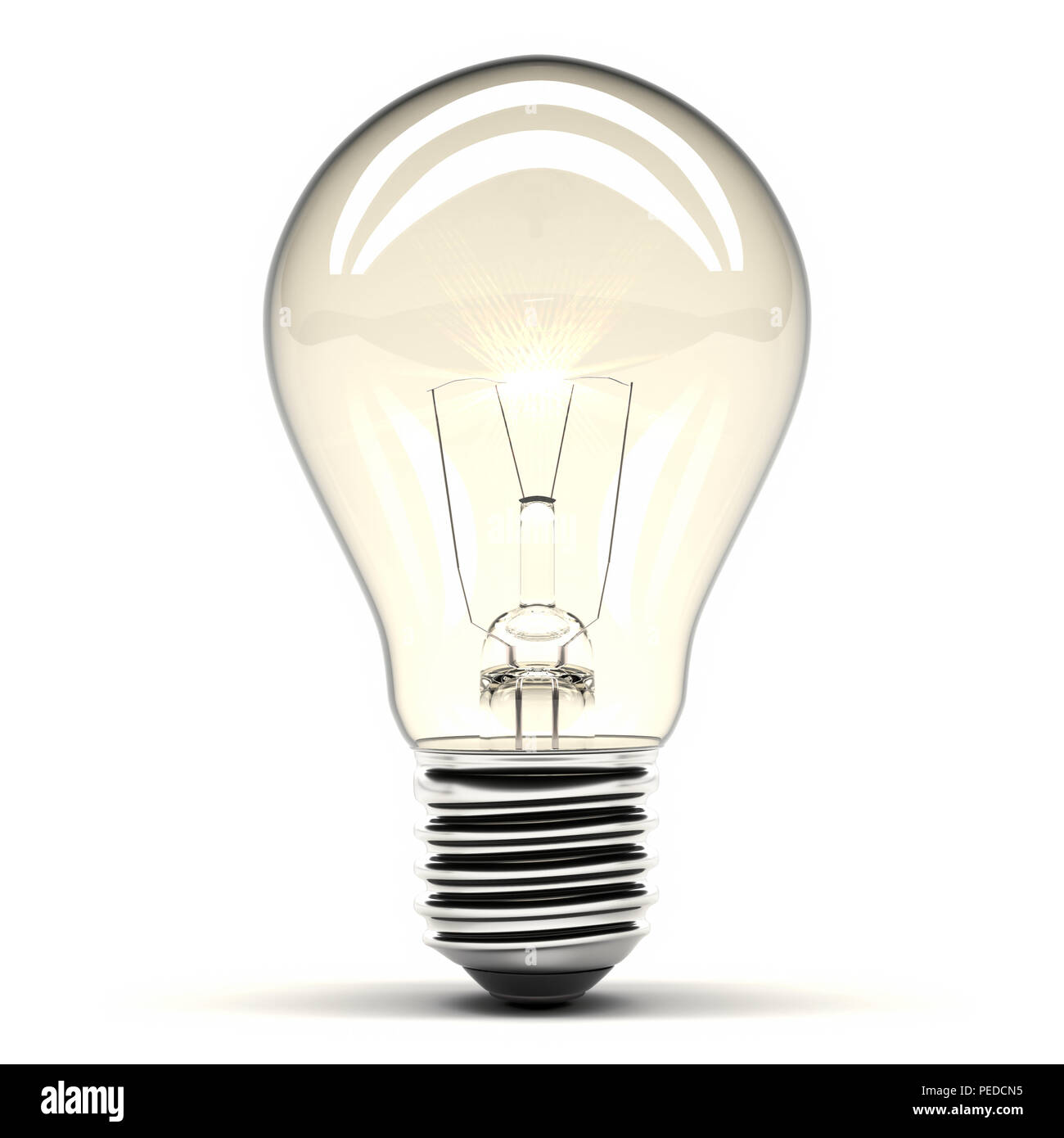 Bulb light close-up shinning on white background Stock Photo - Alamy