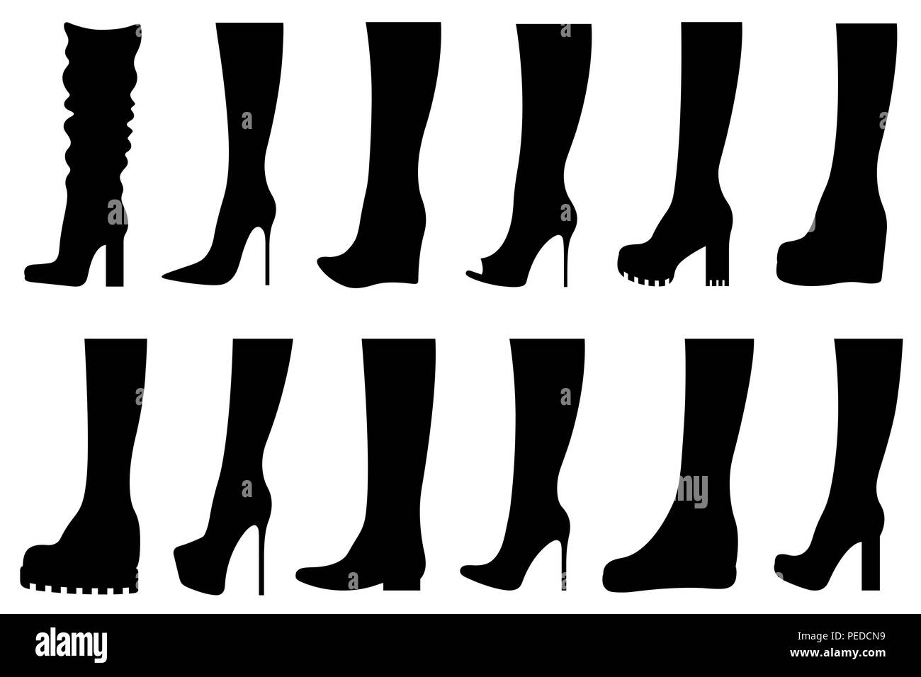Set of different boots isolated on white Stock Photo - Alamy